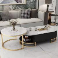China Adjustable TV Stand Coffee Table Set 70*70*43cm Living Room Center Table With Storage for sale