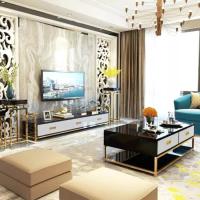 China Modern Luxury Metal Frame TV Cabinet Multifunctional White Television Stan for sale