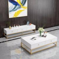 China Modern Luxury Metal Frame TV Cabinet Multifunctional White Television Stan for sale