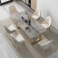 China Grey Retro Nordic Style Dining Table And Chairs , Modern Metal Base Dining Table for sale