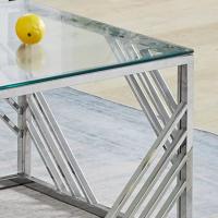 China Customized Nordic Style Furniture Sliver Steel Clear Tempered Glass Top Small Coffee Table for sale