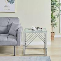 China Customized Nordic Style Furniture Sliver Steel Clear Tempered Glass Top Small Coffee Table for sale