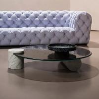 China 8mm Tempered Glass Coffee Side Tables Stainless Steel Living Room Art Furniture for sale