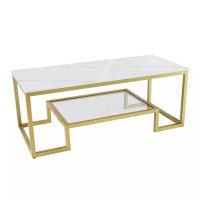 China Luxury Modern Marble Coffee Table Minimalist Metal Painting OEM Customization​ for sale
