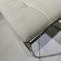 China White Hotel Restaurant Leather Chair Electroplated Base Luxury Dining Chair 57*48*91cm for sale