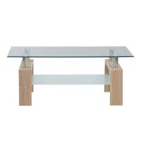 China Nordic Modern Rectangular Large Glass Top Coffee Table Streamlined Design OEM for sale