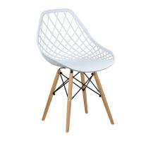 China Italian Design Pp Plastic Metal Frame Dining Chair And Wooden Leg for sale