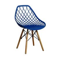 China Italian Design Pp Plastic Metal Frame Dining Chair And Wooden Leg for sale