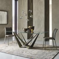 China Modern Tempered Glass Dining Table , French Style Stainless Steel Dining Table for sale