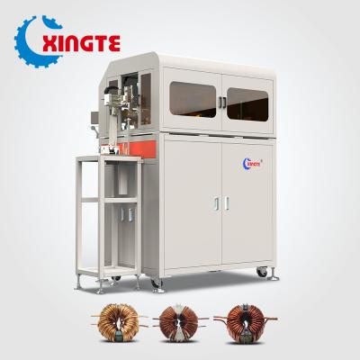 China Fully automatic common mode magnetic ring butterfly winding machine with double-in & double-out structure for 0.45~1.7mm wire and 14~50mm toroidal cores for sale