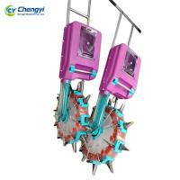 China Ergonomic Walk Behind Hand Push Fertilizer Spreader 14kg Manual Sowing Machine for sale