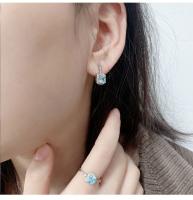 China S925 Sterling Silver Ocean Heart Blue Gem European and American Fashion Jewelry Set for sale