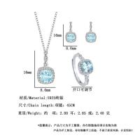 China S925 Sterling Silver Ocean Heart Blue Gem European and American Fashion Jewelry Set for sale