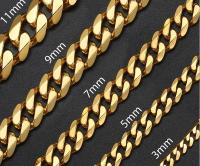 China 24 Inch Men's Round Miami Cuban Link Chain Necklace in Gold Tone Stainless Steel for sale