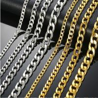 China 24 Inch Men's Round Miami Cuban Link Chain Necklace in Gold Tone Stainless Steel for sale