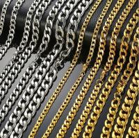 China 24 Inch Men's Round Miami Cuban Link Chain Necklace in Gold Tone Stainless Steel for sale