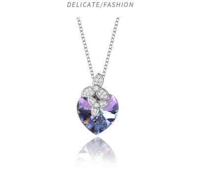 China Gold Plated Heart-Shaped S925 Sterling Silver Necklace for European and American Women for sale