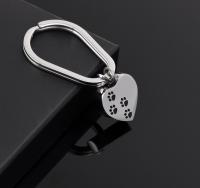 China Stainless Steel Cremation Urn Paw Print Heart Key Ring for Memorial Jewelry and OEM/ODM for sale