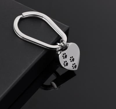 China Stainless Steel Cremation Urn Paw Print Heart Key Ring for Memorial Jewelry and OEM/ODM for sale
