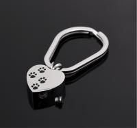 China Stainless Steel Cremation Urn Paw Print Heart Key Ring for Memorial Jewelry and OEM/ODM for sale