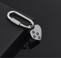 China Stainless Steel Cremation Urn Paw Print Heart Key Ring for Memorial Jewelry and OEM/ODM for sale