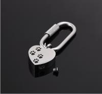 China Stainless Steel Cremation Urn Paw Print Heart Key Ring for Memorial Jewelry and OEM/ODM for sale