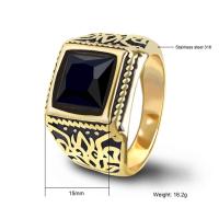 China Jewelry Type Rings Stainless Steel Black Gemstone Ring for Men in Europe or America for sale