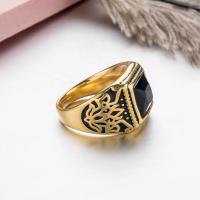 China Jewelry Type Rings Stainless Steel Black Gemstone Ring for Men in Europe or America for sale