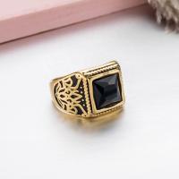 China Jewelry Type Rings Stainless Steel Black Gemstone Ring for Men in Europe or America for sale