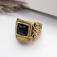 China Jewelry Type Rings Stainless Steel Black Gemstone Ring for Men in Europe or America for sale