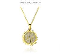 China S925 Sterling Silver Sunflower Pendant Necklace for European Style and Customized Name for sale