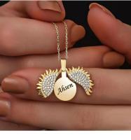 China S925 Sterling Silver Sunflower Pendant Necklace for European Style and Customized Name for sale