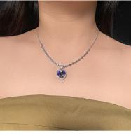 China Heart-Shaped Crystal Necklace for Women Simple Style S925 Sterling Silver Grade Jewelry for sale