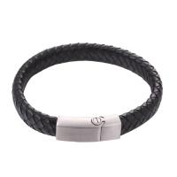 China Stainless Steel God Bless Memorial Urn Bracelet Genuine Leather Cremation Ashes Keepsake for sale