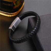 China Stainless Steel God Bless Memorial Urn Bracelet Genuine Leather Cremation Ashes Keepsake for sale