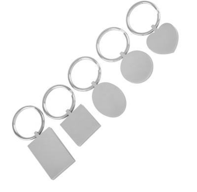 China DIY Engraving Stainless Steel Key Chain Blank Rectangle/Square/Round/Oval/Heart Shape for sale