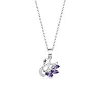China Unique S925 Sterling Silver Necklace with Austrian Horse Eye Crystal Swan Pendant 2.45g for sale