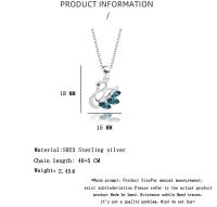 China Unique S925 Sterling Silver Necklace with Austrian Horse Eye Crystal Swan Pendant 2.45g for sale