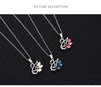China Unique S925 Sterling Silver Necklace with Austrian Horse Eye Crystal Swan Pendant 2.45g for sale