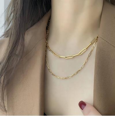China 18K Gold Coated Stainless Steel BAMBOO Chain Necklace for European Korea Japan Women for sale