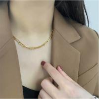 China 18K Gold Coated Stainless Steel BAMBOO Chain Necklace for European Korea Japan Women for sale