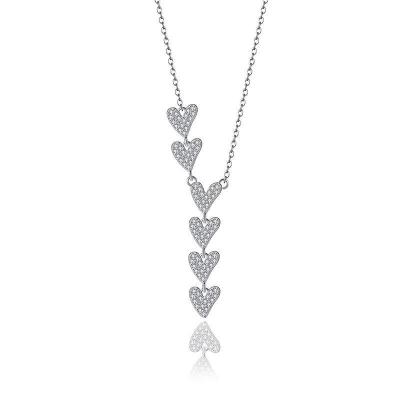 China Women's Niche Design Geometric Heart S925 Sterling Full Diamond Necklace for Luxury for sale