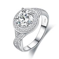 China Elegant Letter Zircon S925 Sterling Silver Ring with Eight Hearts Eight Arrows Design for sale