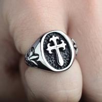 China Stainless Steel Agate Cross Ring for Men in Europe or America Classic Style Jewelry for sale