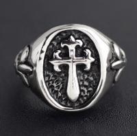 China Stainless Steel Agate Cross Ring for Men in Europe or America Classic Style Jewelry for sale