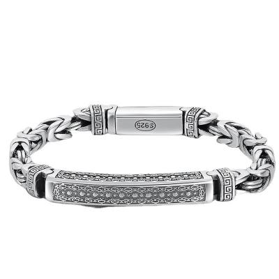 China Transit Peace Print Bracelet S925 Sterling Silver Vintage Keel Woven Chain for Men for sale
