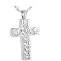 China Memory Heart In My Cross Cremation Pendant Engravable Memorial Ash Keepsake Necklace for sale