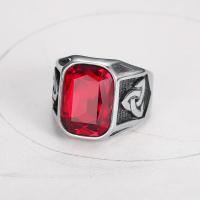 China Stainless steel Red Ruby Cross Ring for Men in Europe or America Edgy Hip-hop Fashion for sale
