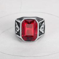 China Stainless steel Red Ruby Cross Ring for Men in Europe or America Edgy Hip-hop Fashion for sale