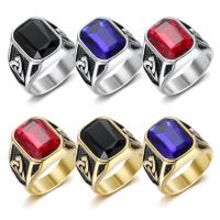 China Stainless steel Red Ruby Cross Ring for Men in Europe or America Edgy Hip-hop Fashion for sale